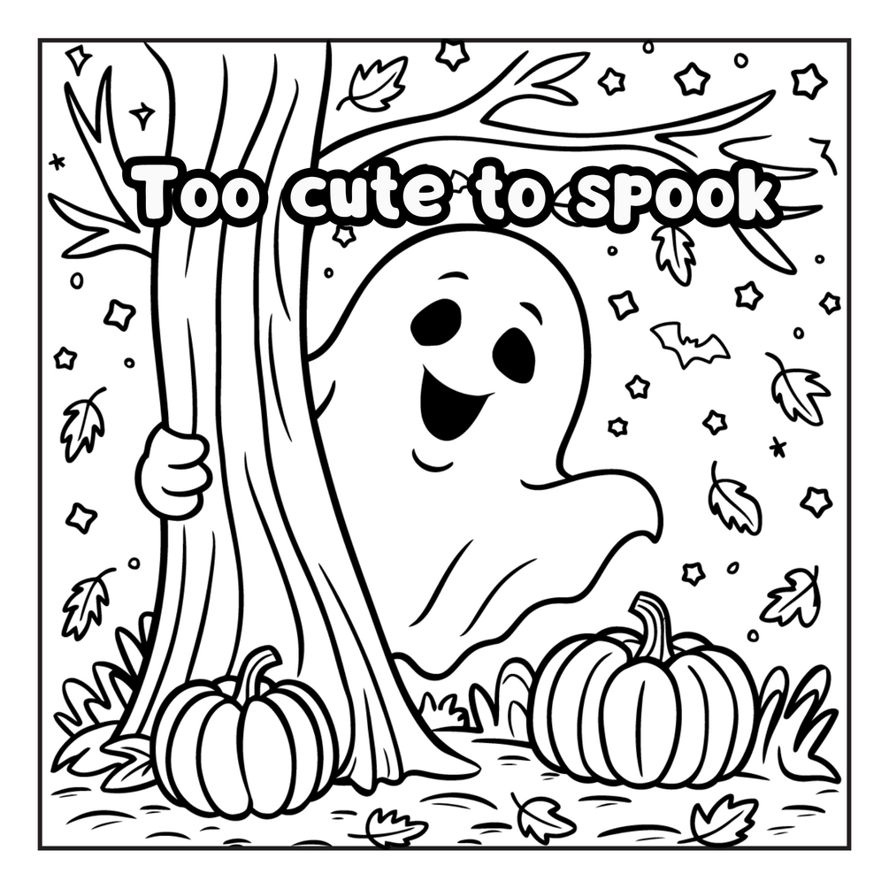 FREE Halloween Coloring Page – Silly Ghost with Funny Quote (Printable PDF)