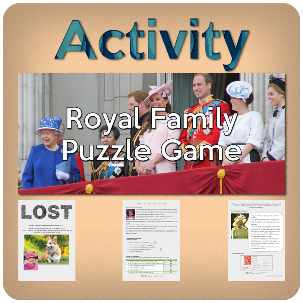 BRITISH ROYAL FAMILY - A fun puzzle-game activity for ESL learners!