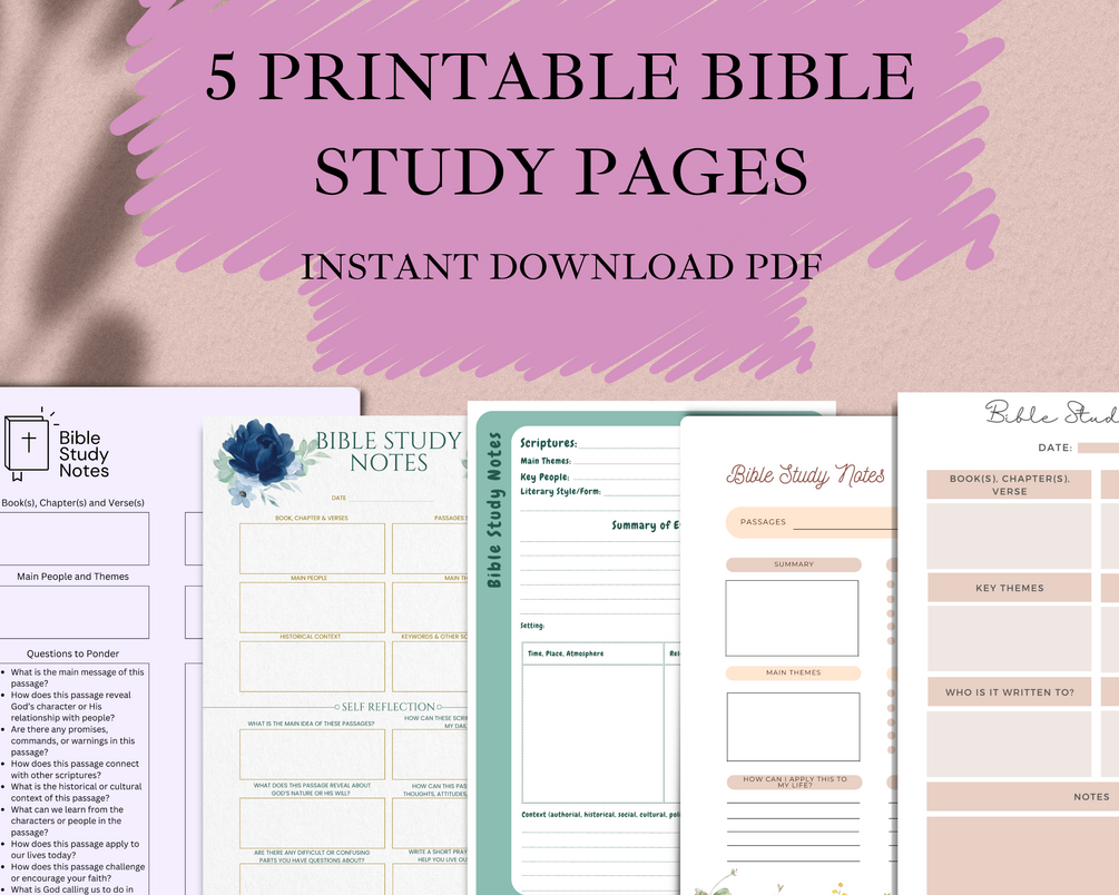 5 Printable Bible Study Pages, Daily Reflection, Goodnotes, Bible ...