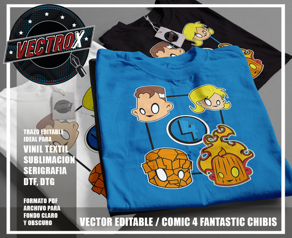 Vector Editable - Comic 4 Fantastic Chibi