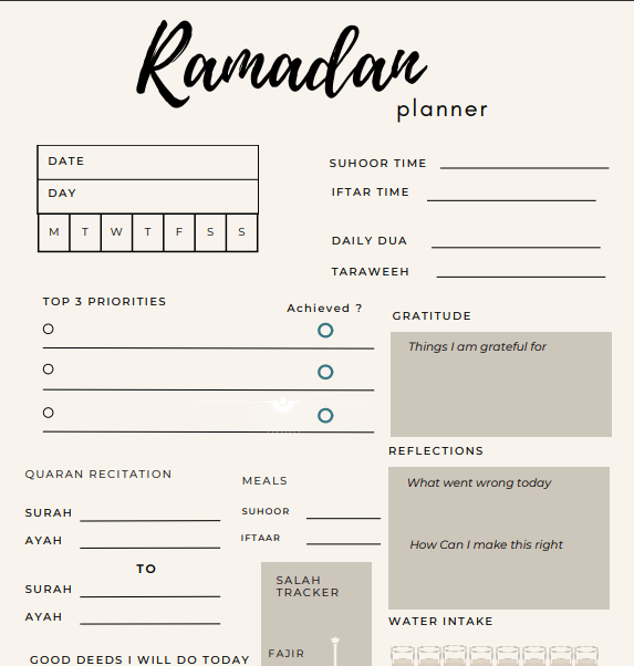 Ramadan Planner
