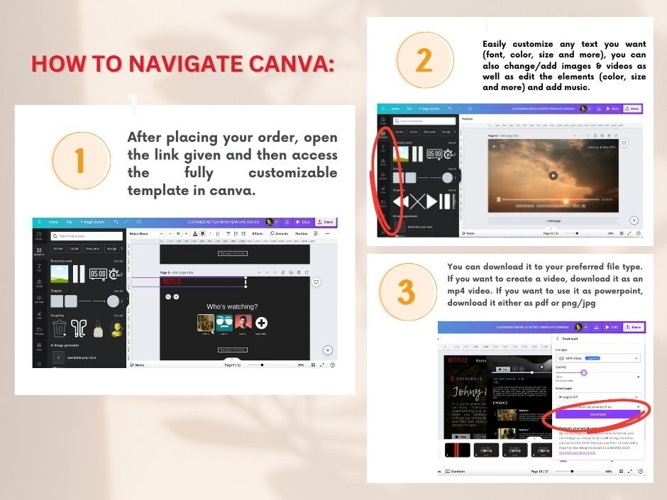 Custom CANVA Netflix Template for PPT and Video (Series and Movie Version)