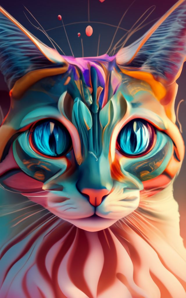 Modern abstract simplified image of a cat, 3d render