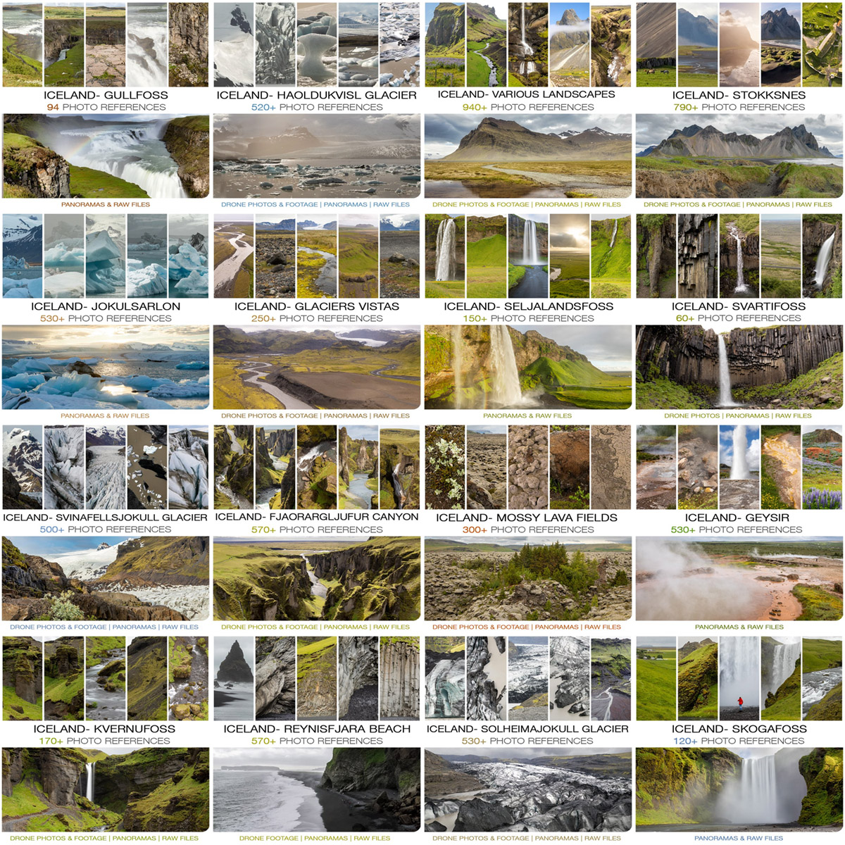 Iceland - 16 photo packs (full of drone footage/photos, HDRI panoramas ...