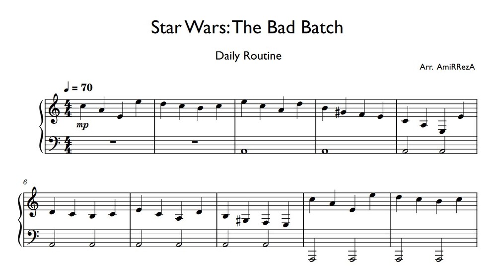 Star Wars: The Bad Batch Final Season - Daily Routine [Sheet Music]