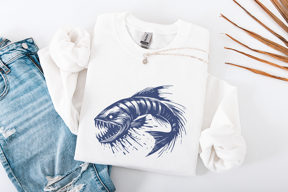 Deep-Sea Monster Fish PNG, Vintage Horror Marine Art, Spooky Ocean ...
