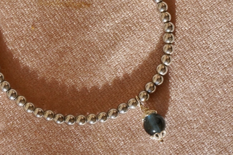 Aquamarine Santa Maria & Silver Plated Hematite Bracelet