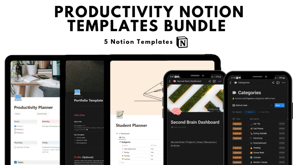 Productivity Notion Templates Bundle