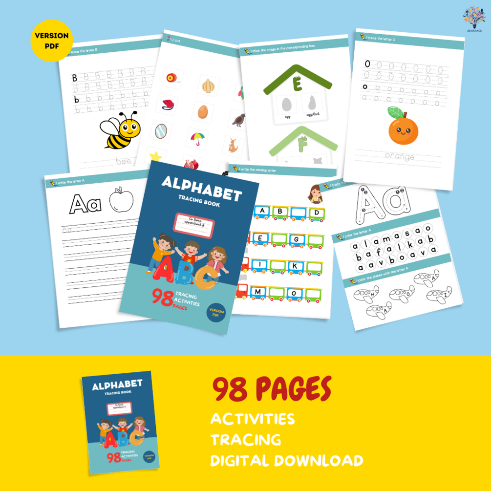 Alphabet Worksheets Printable Tracing Coloring Homeschool Teacher Kids ...