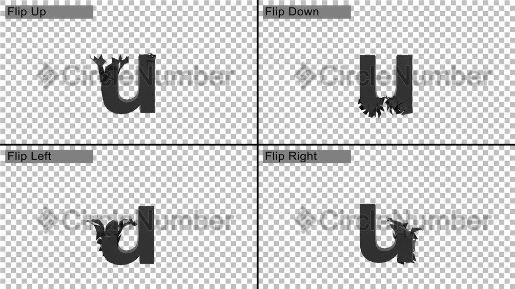 Text Lowercase (u) paper flip