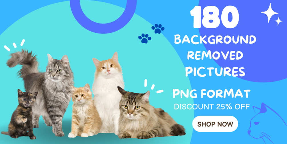 180 Cats Background Removed Pictures