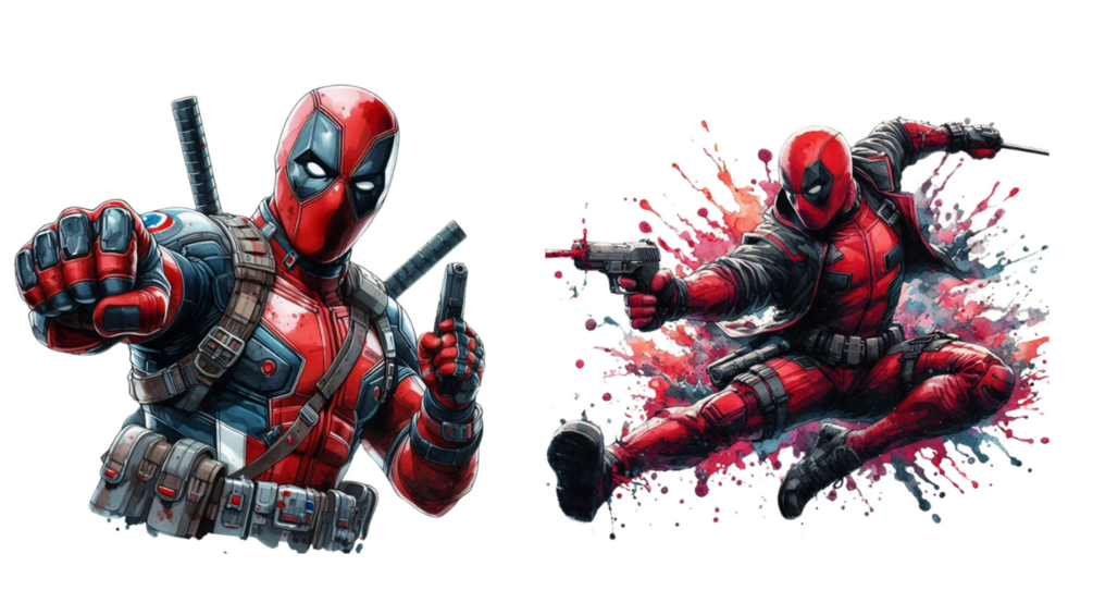 2 PNG Warrior Deadpool Art , Colorful Watercolor Superhero PNG , Marvel ...