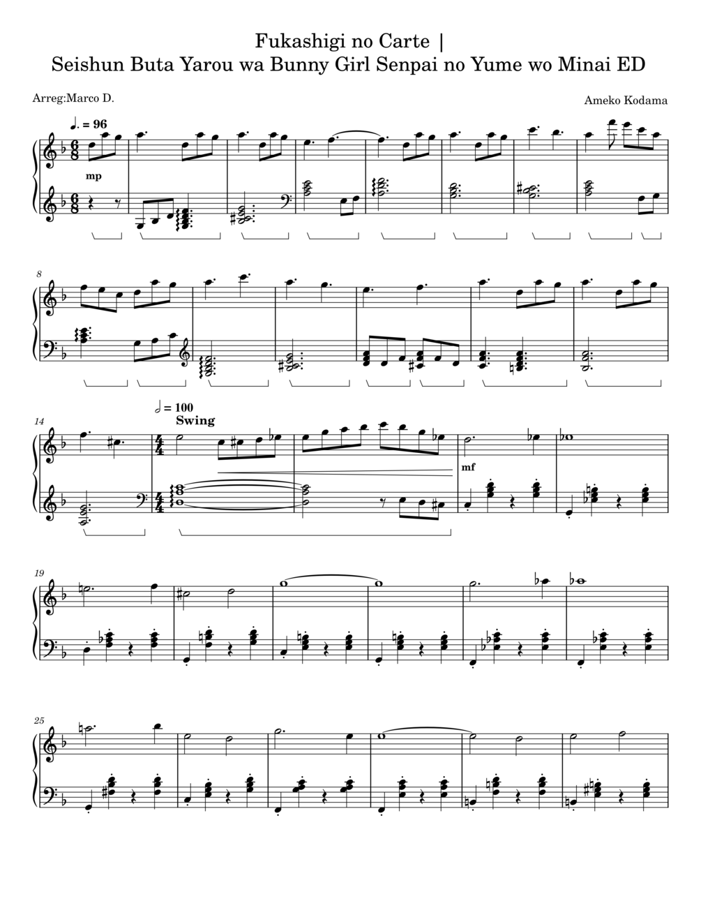 Fukashigi no Carte | Seishun Buta Yarou wa Bunny Girl Senpai no Yume wo Minai ED SHEET + MIDI
