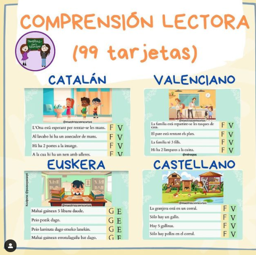 99 tarjetas Comprensión Lectora