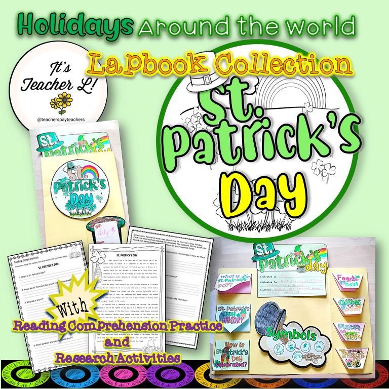 St. Patrick's Day Lapbook with Reading Comprehension Worksheets
