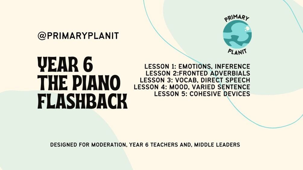 Year 6 Flashback Complete Writing Moderation Planning The Piano (5 Lessons)