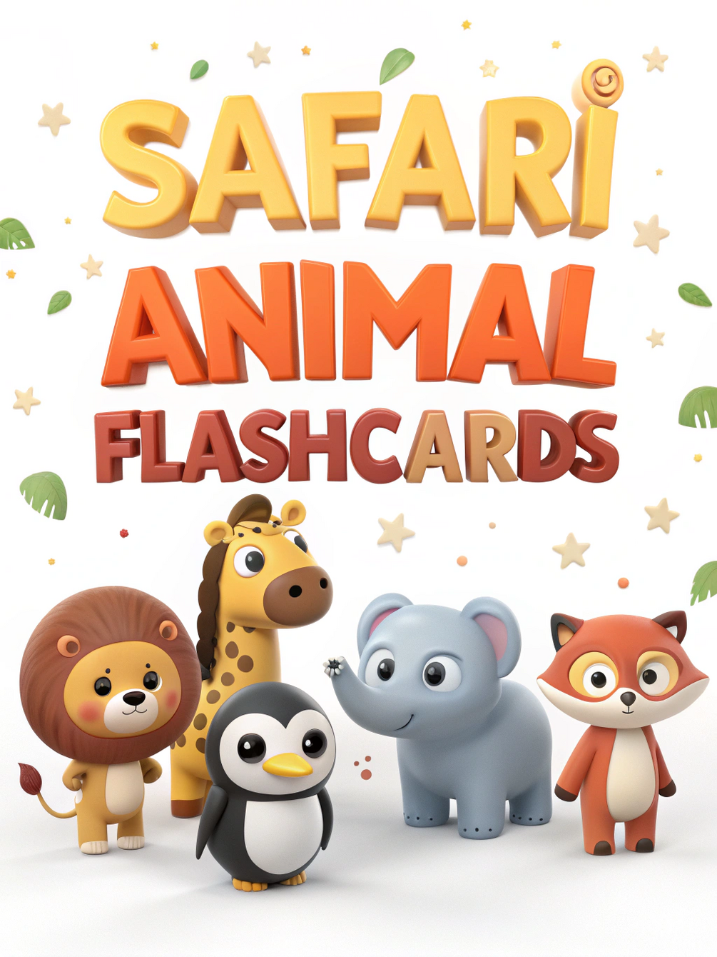 3D Safari Animal Flash Cards
