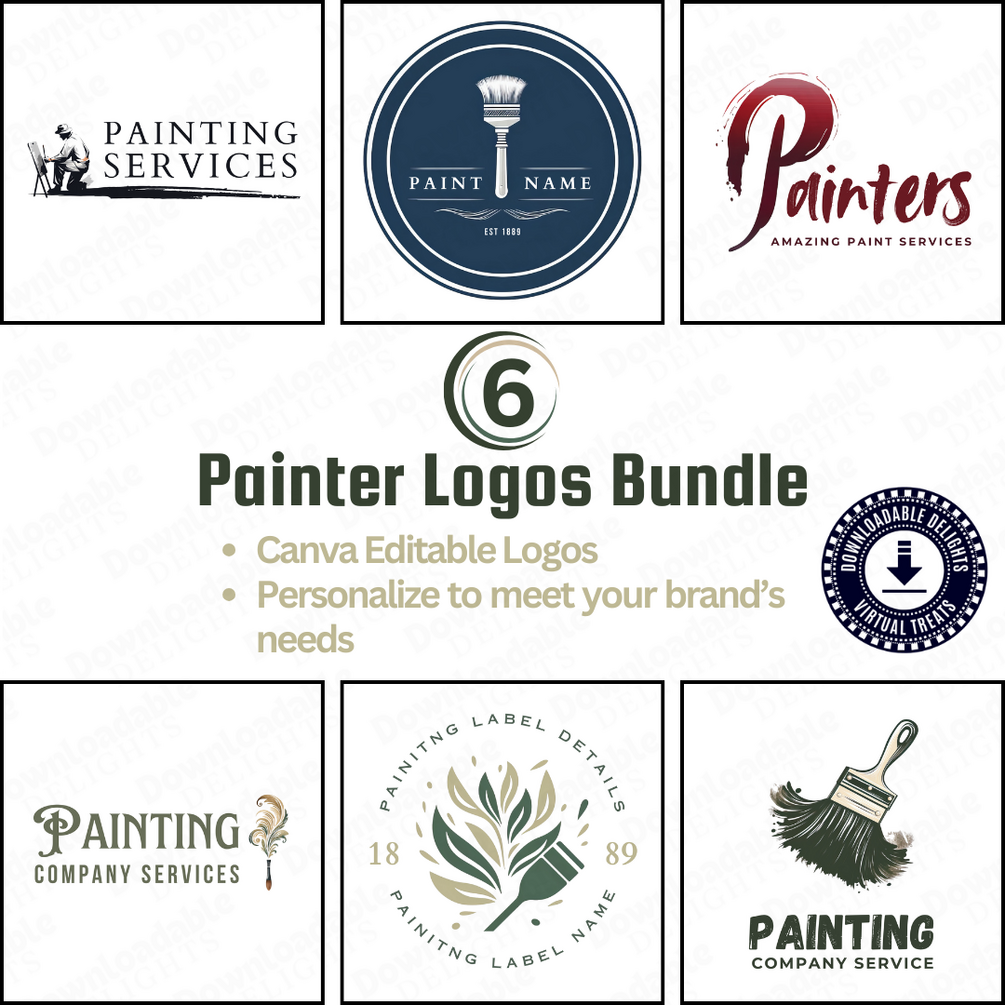 Painter Logos Bundle – Artistic Logo Designs for Painters & Creative ...
