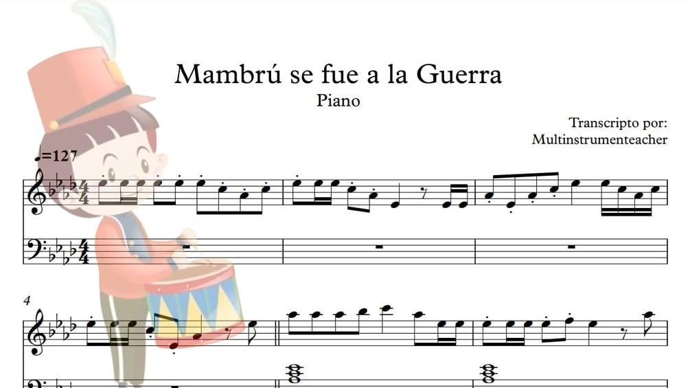 Mambrú se fue a la Guerra - Partitura para piano