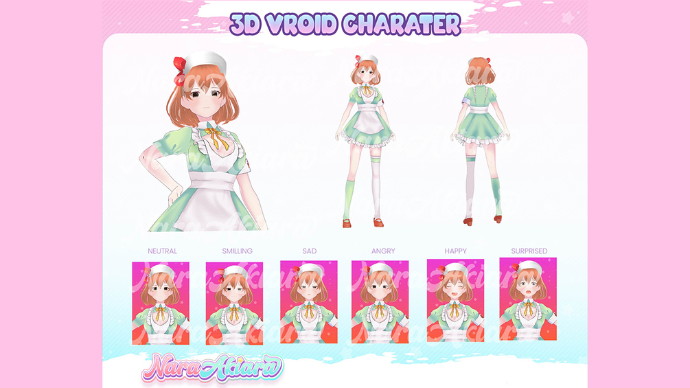 3D Vroid Character Design Anime Girl Nurse With Orange Short Hair Ready ...