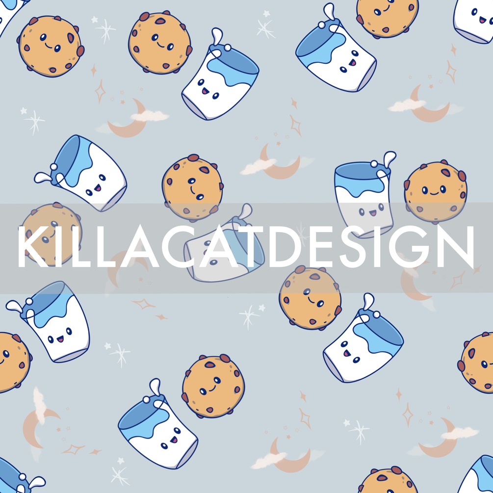 Seamless Milk and Cookie Pattern For Fabrics, T-shirts, Mugs, Tumblers