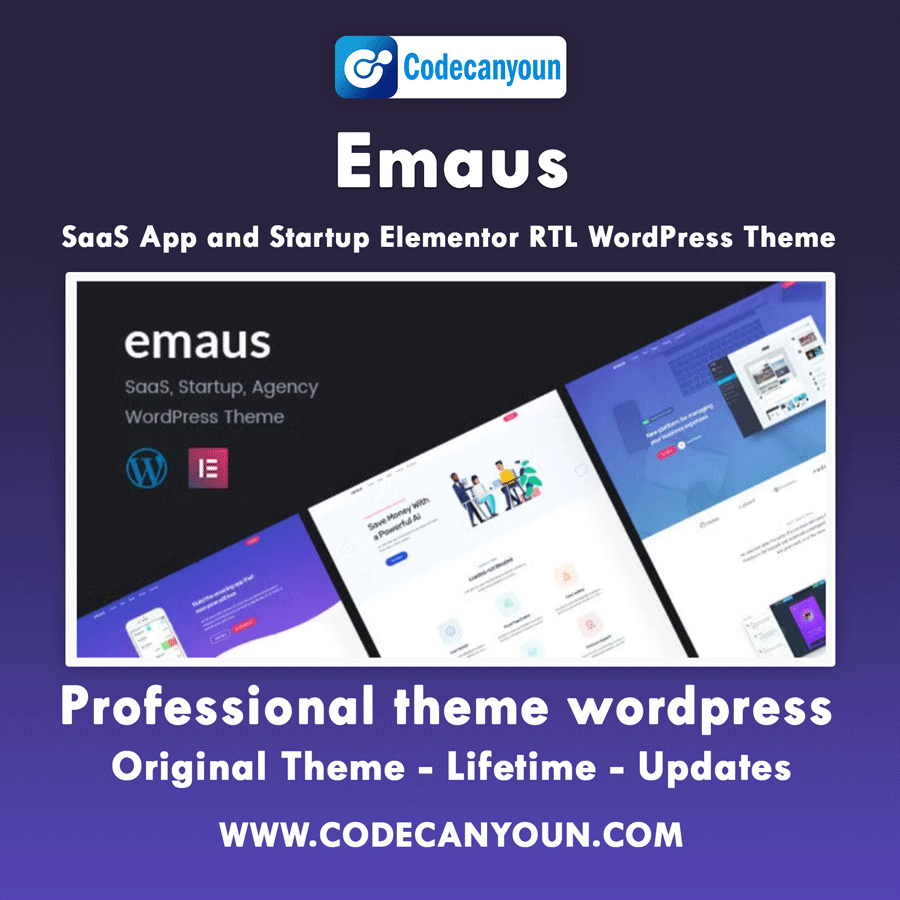 Emaus SaaS App and Startup Elementor RTL WordPress Theme