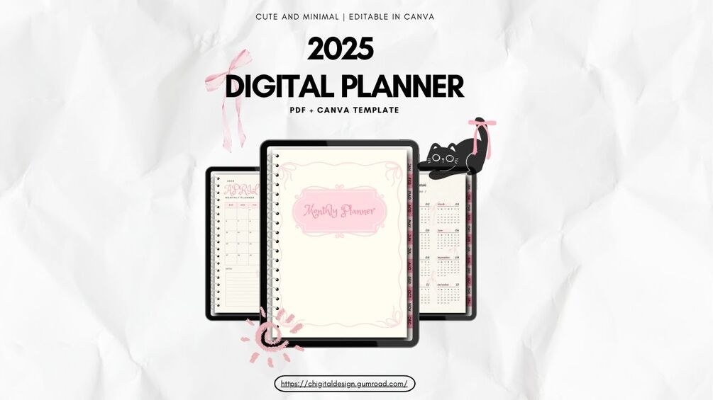 Hyperlinked Digital Monthly Planner for 2025 - IPad & Tablet Friendly
