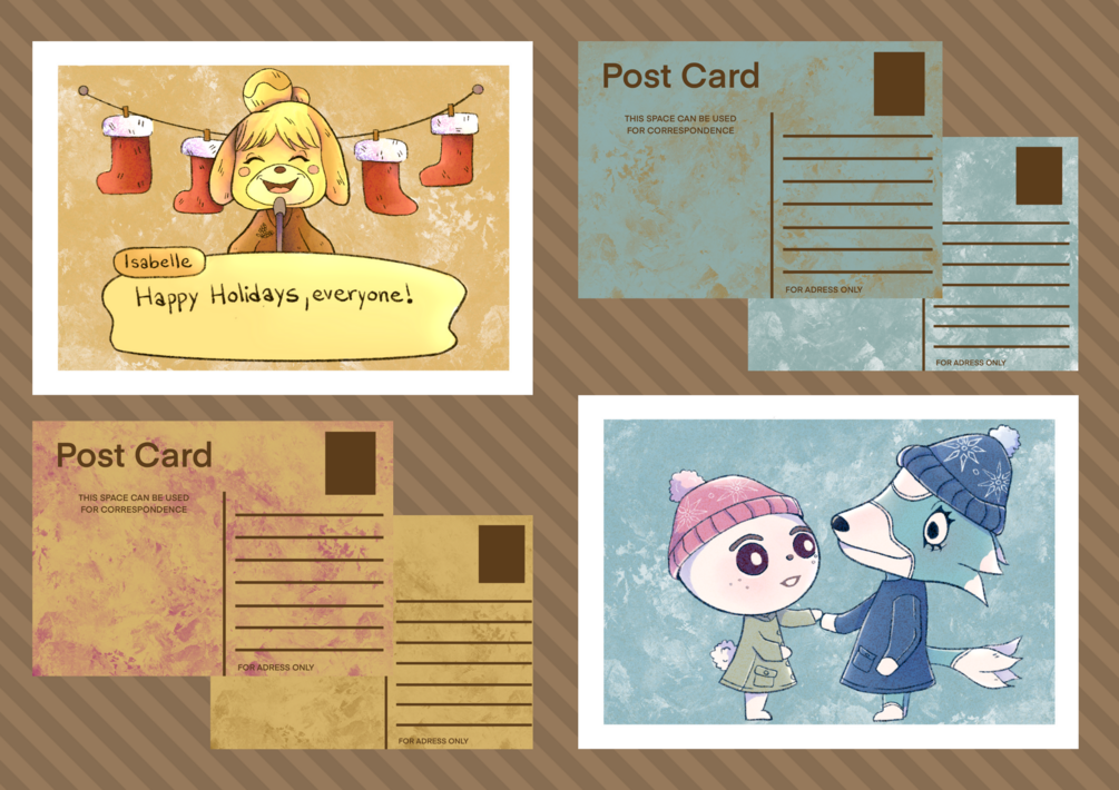 Animal Crossing Winter Postcards (Digital Download)