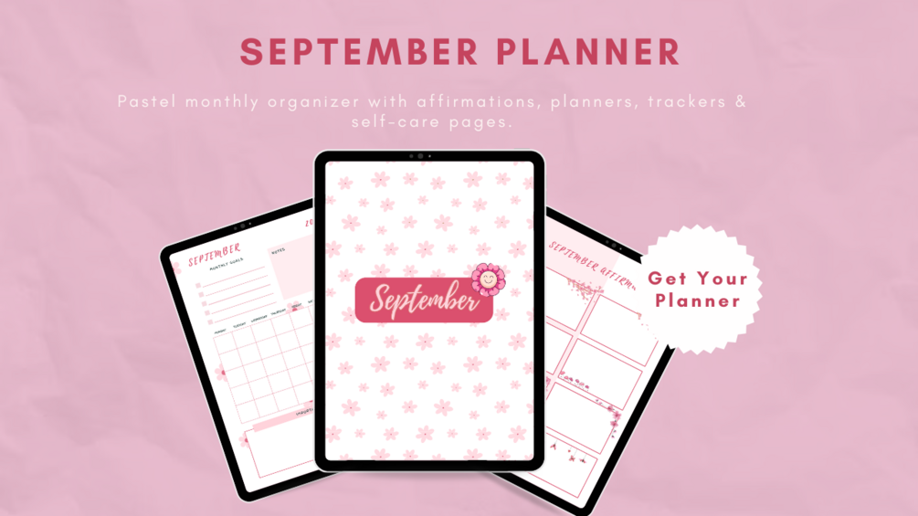 September Planner – Pastel Digital Monthly Organizer