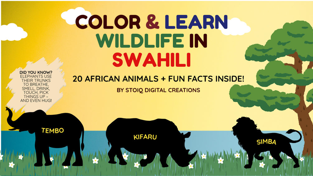 Swahili Animal Colouring Book for Kids – 20 Fun Pages | Printable ...