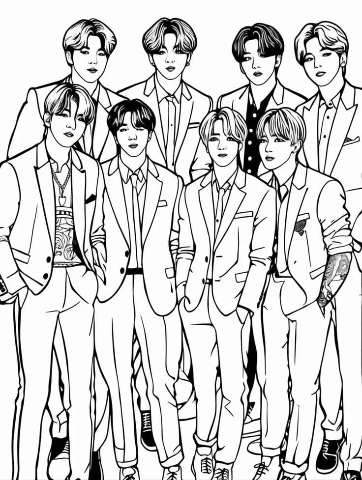 Sketch colouring Card of seven bts member💜