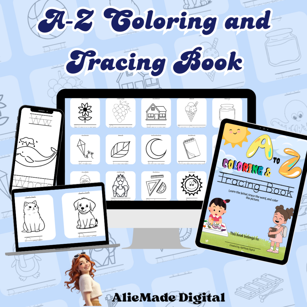 A-Z Coloring and Tracing Book