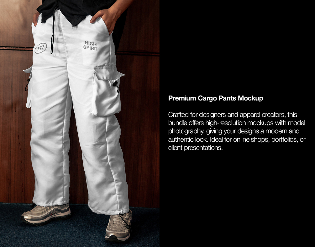 Premium Cargo Pants Mockup (5 PSD Scenes)