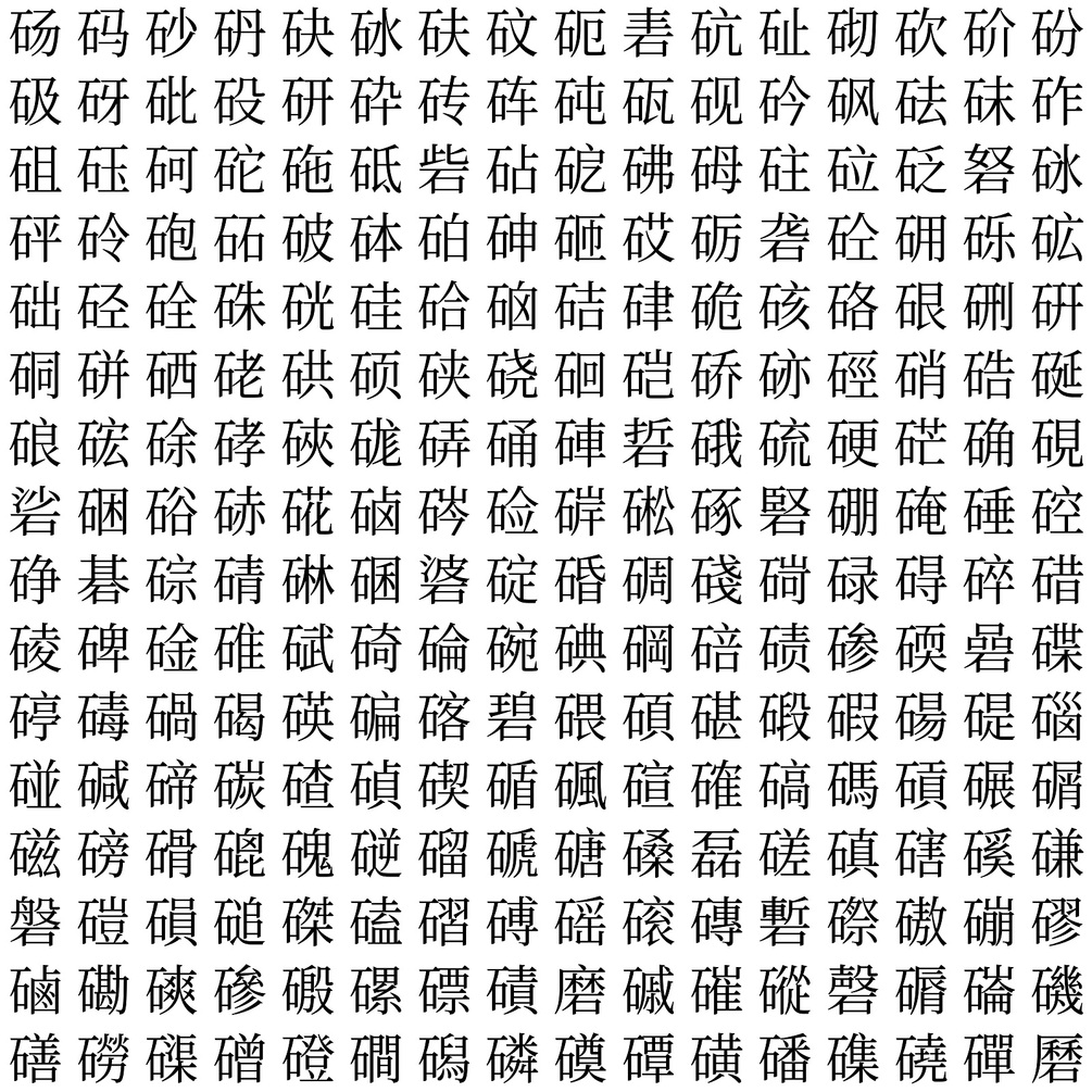 Unicode CJK 7800-78ff, 256 letters, SVG file for 2d and 3d