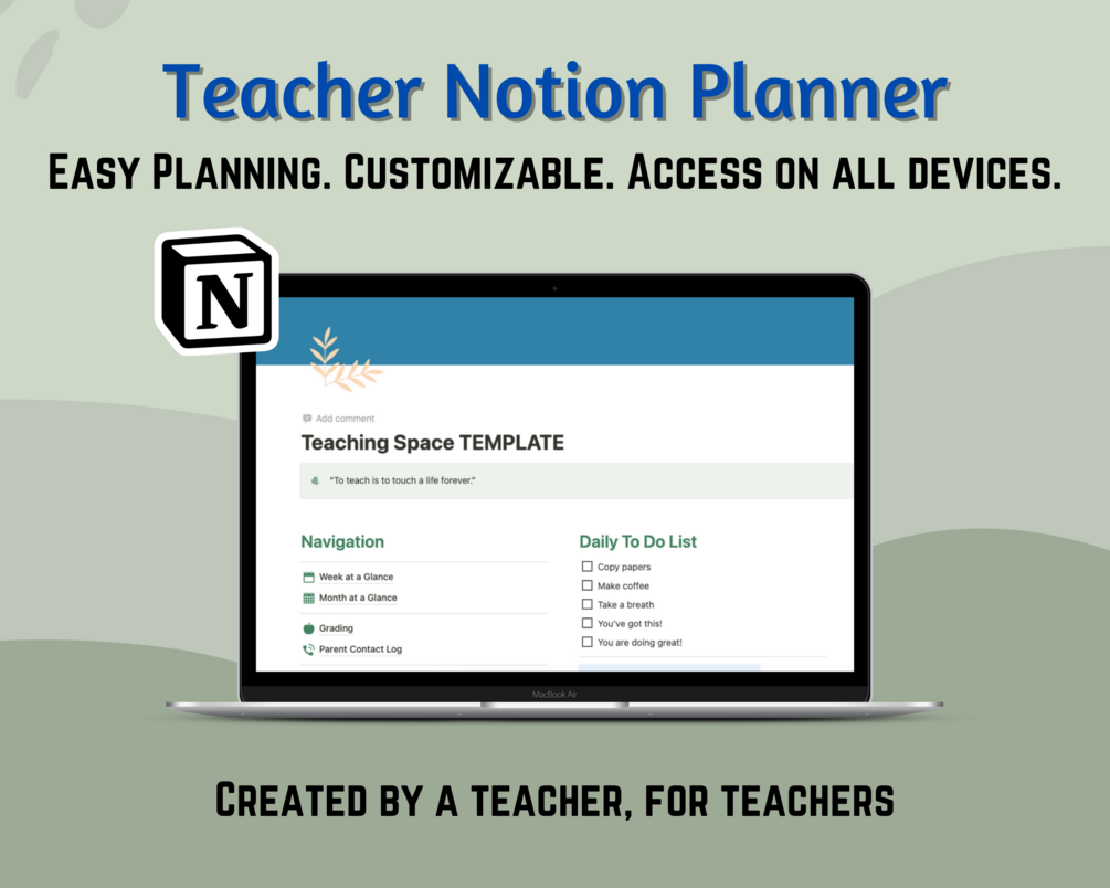 Minimalist Notion Teacher Planner Template