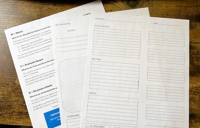 Printable Prospect Tracking/Notes MEDDIC Method