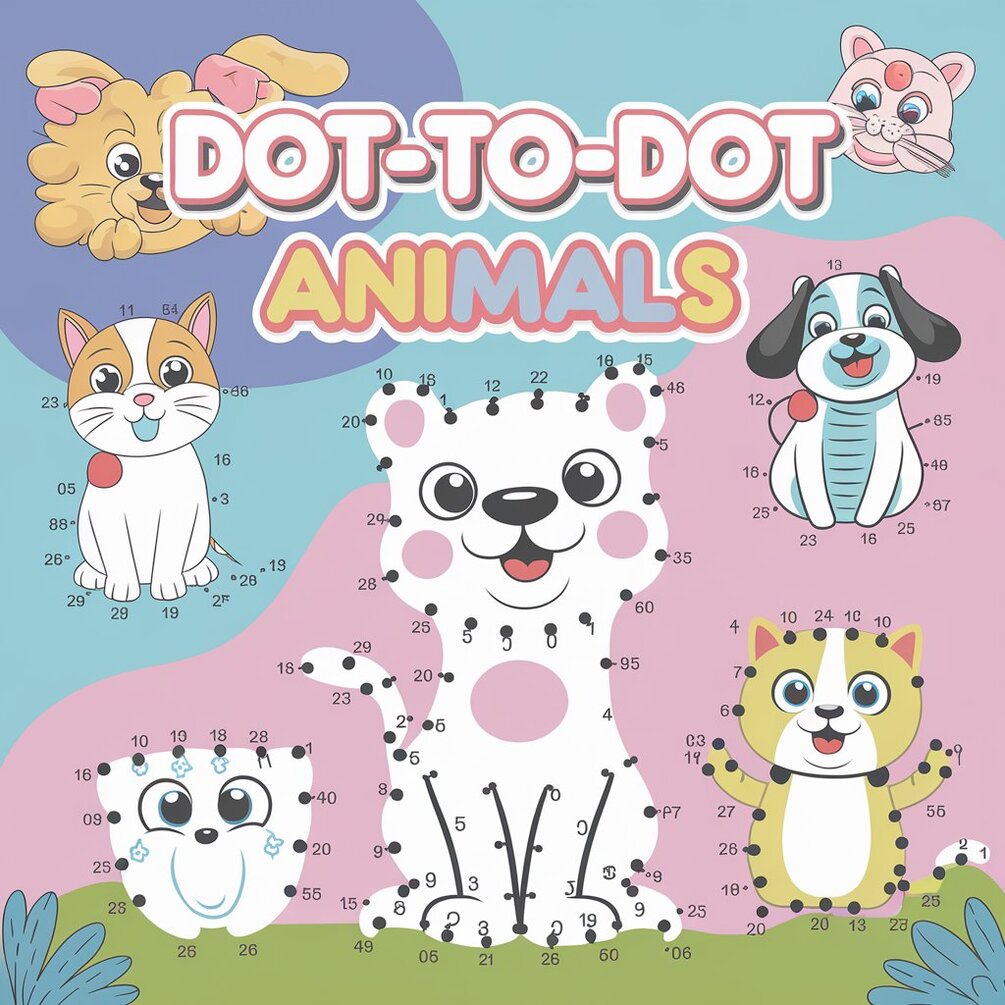"Connect the Dots: Cute Cartoon Animals - Fun & Easy Dot-to-Dot ...