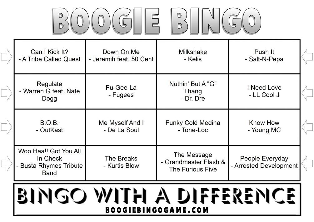 Boogie Bingo - Game 56 (Hip Hop) - (50 - 200 Tickets)