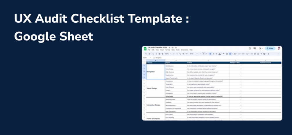 UX Audit Checklist Template : Google Sheet