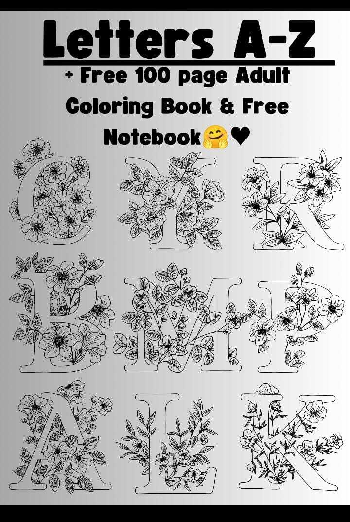 Letters A-Z with free notebook and free adult colouring book