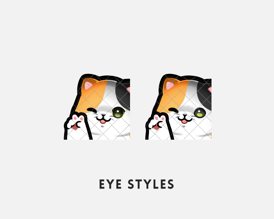 CHONK CAT EMOTES - EYE STYLE 2 - CALICO FUR - 4 EYE COLOR VARIATIONS