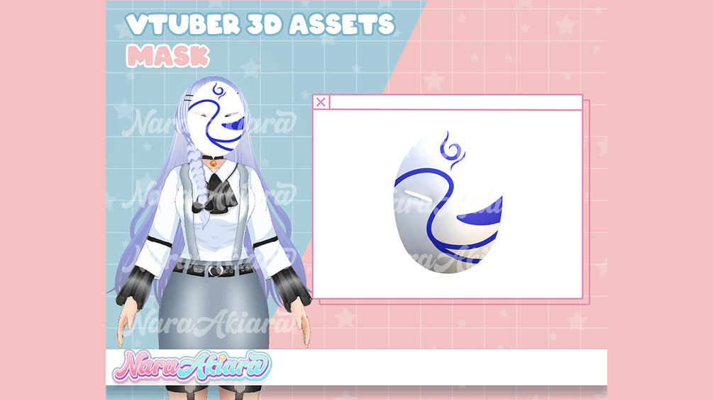 3D Vtuber Assets Mask V14 vroid commission, 3D assets ready to use ...