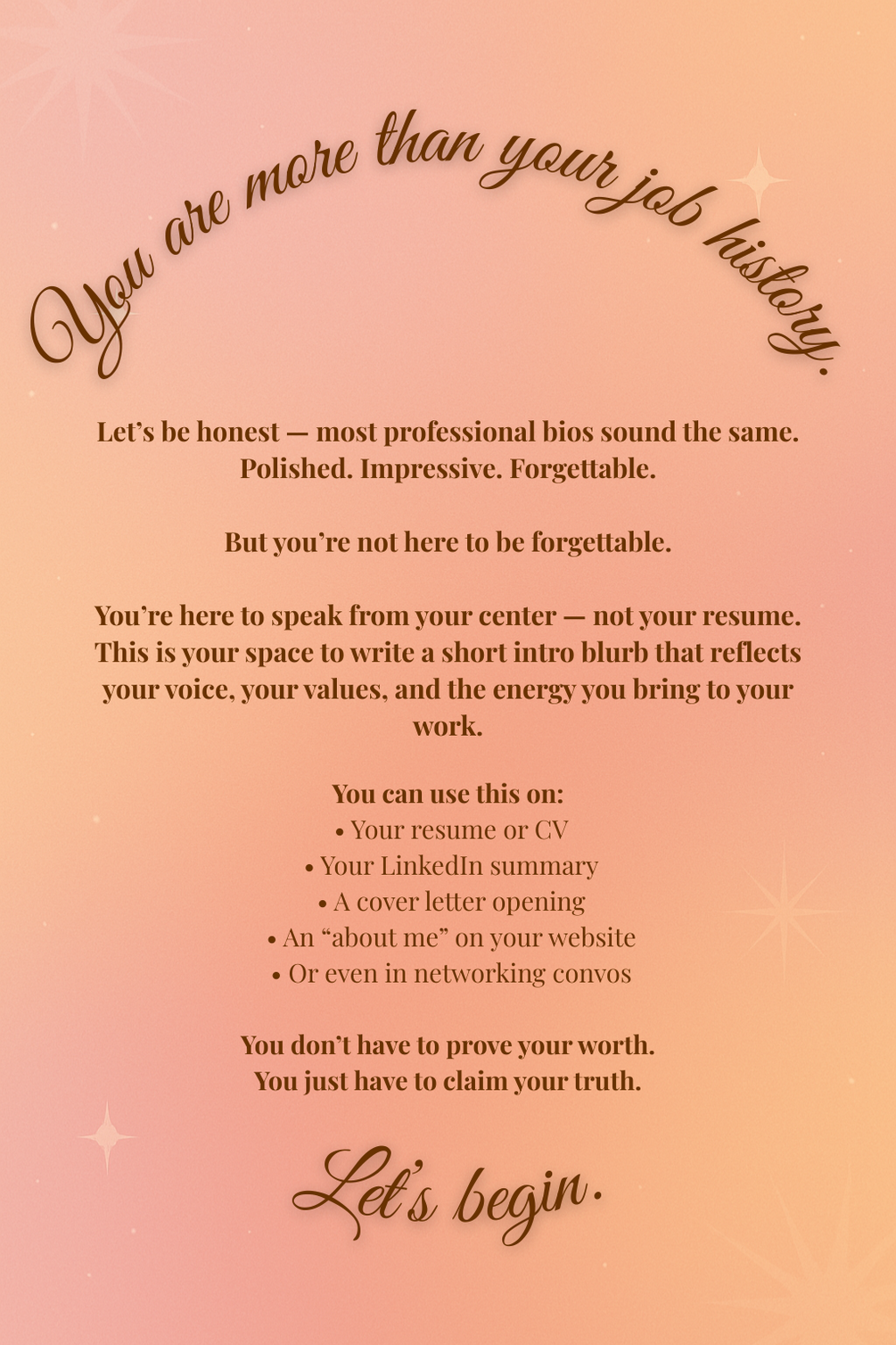 Resume Intro Blurb Builder (Guidebook)