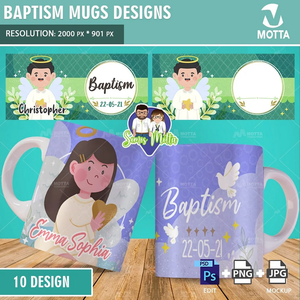Baptism Mug Sublimation Designs | Christening Templates | Instant ...