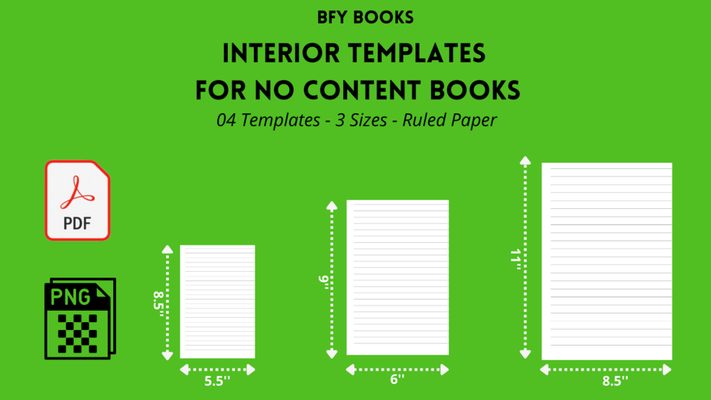 04 Templates - 3 Sizes - Ruled Paper - No Content Book Interior ...