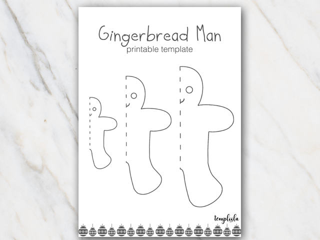 Gingerbread Man Template Christmas Black and White