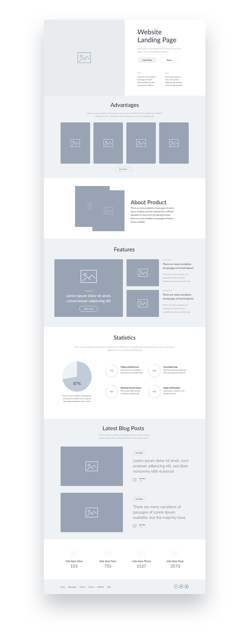 Landing Page Wireframe #15 (Light and Dark theme)
