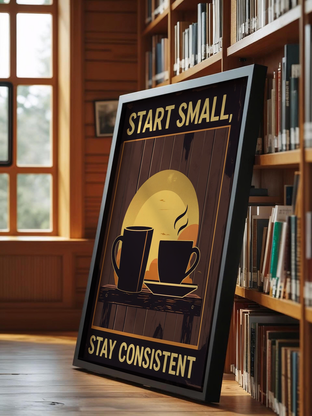 Motivational Coffee Wall Art - “Start Small, Stay Consistent”| Vintage ...