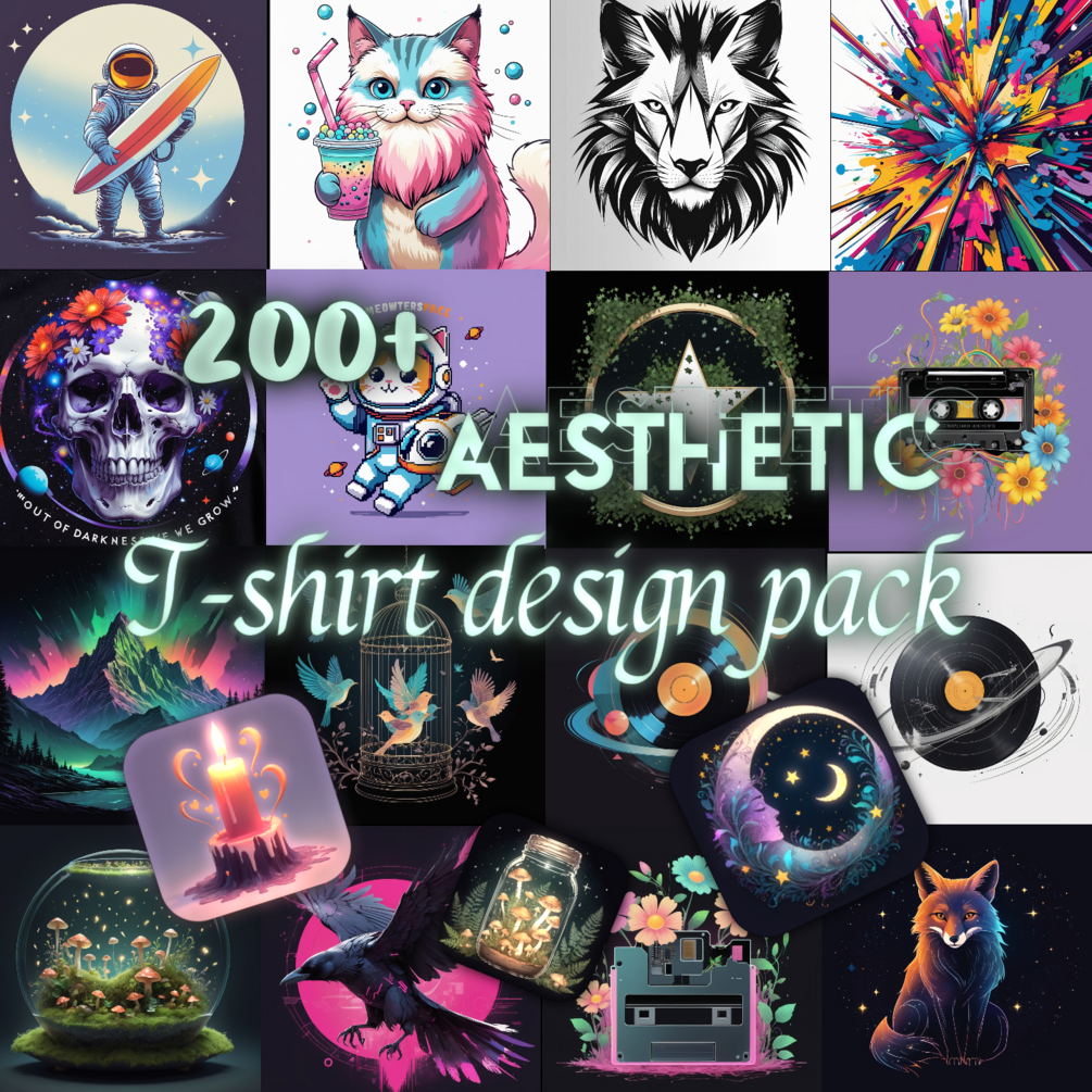200+ Aesthetic T-Shirt designs pack