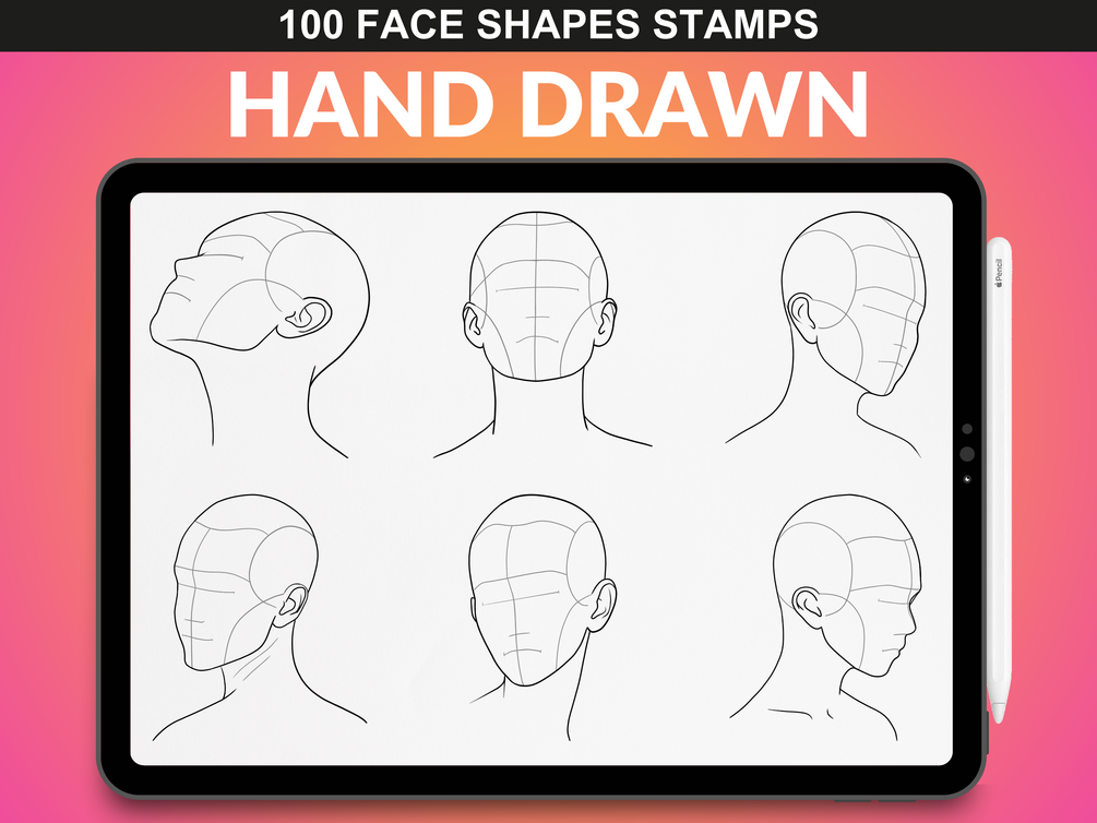 Female Head Procreate Brushes for Portrait Drawings
